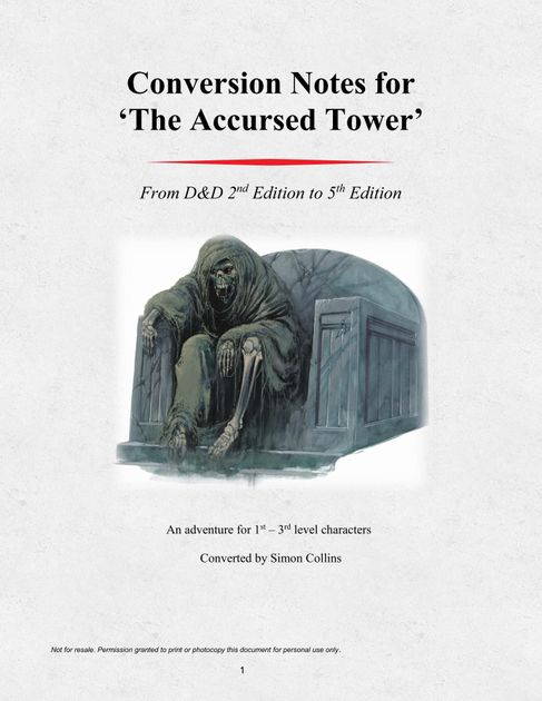 Conversion Notes for "The Accursed Tower" | RPG Item | RPGGeek
