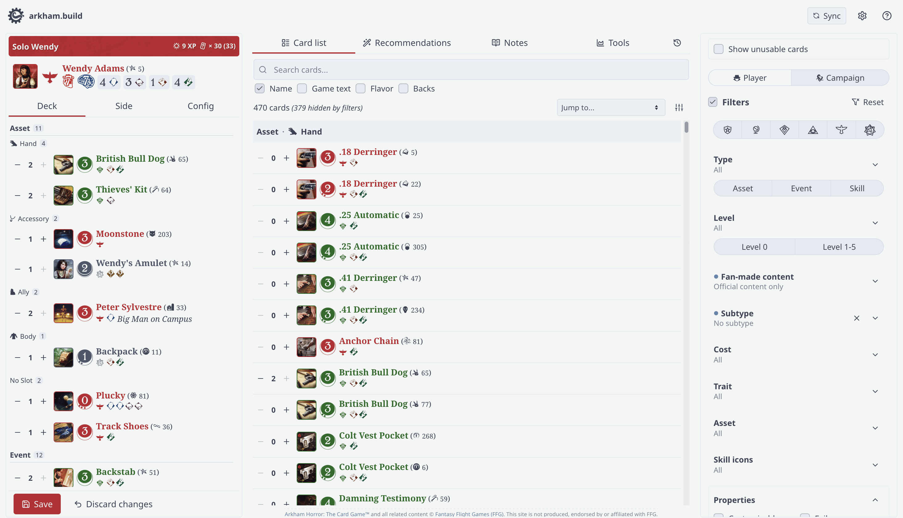 arkham.build: a web deck builder | Arkham Horror: The Card Game