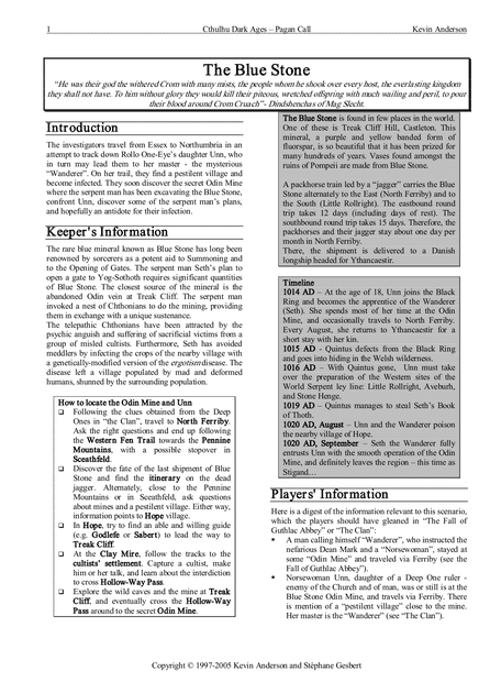 Pagan Call 3: The Blue Stone | RPG Item | RPGGeek