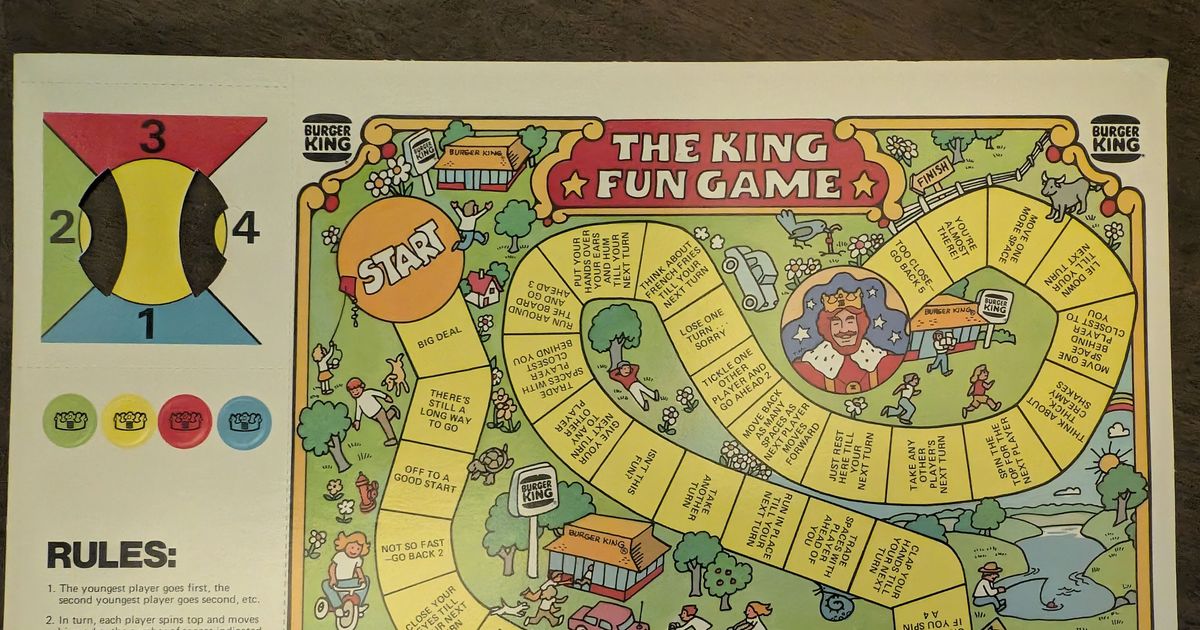 The King Fun Game: Burger King Kids Meal Board Game | Board Game ...