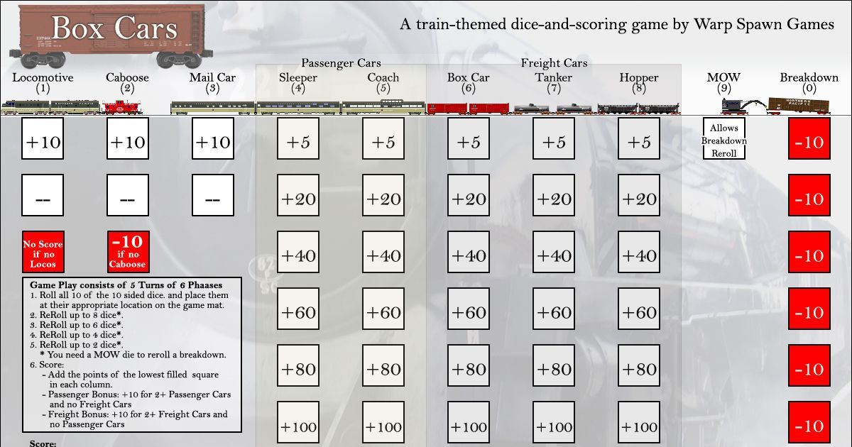 Box Cars | Board Game | BoardGameGeek