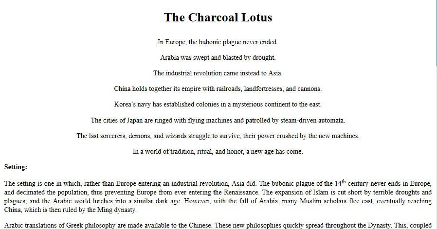 The Charcoal Lotus | RPG Item | BoardGameGeek