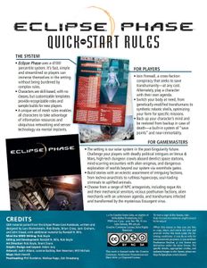 Eclipse Phase Quick-Start Rules | RPG Item | RPGGeek