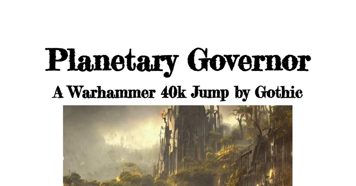 Planetary Governor | RPG Item | RPGGeek