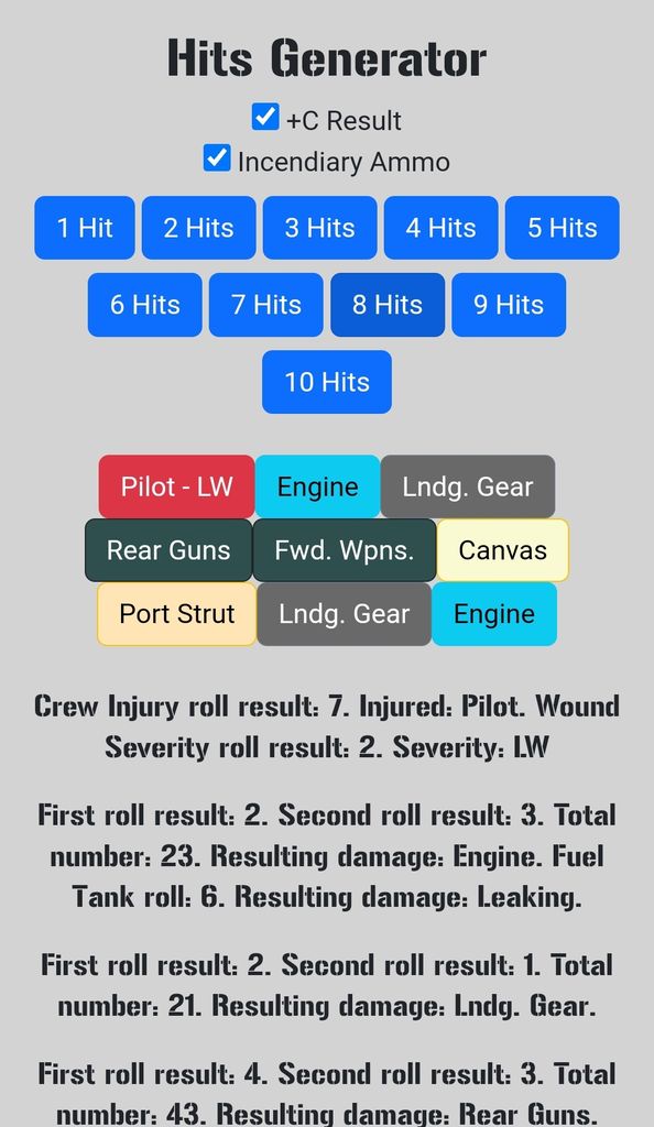 Random hits generator | Western Front Ace: The Great War in the Air ...