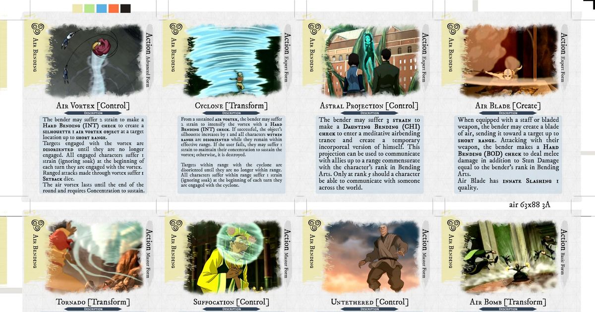 Avatar: The Second Age Bending Cards | RPG Item | RPGGeek