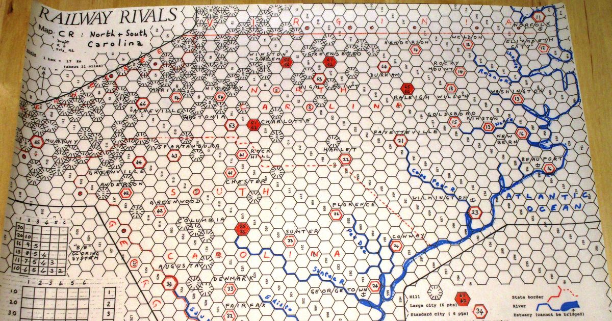 Railway Rivals Map CR: North and South Carolina | Board Game ...