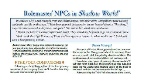 Rolemaster NPCs in Shadow World | RPG Item | RPGGeek