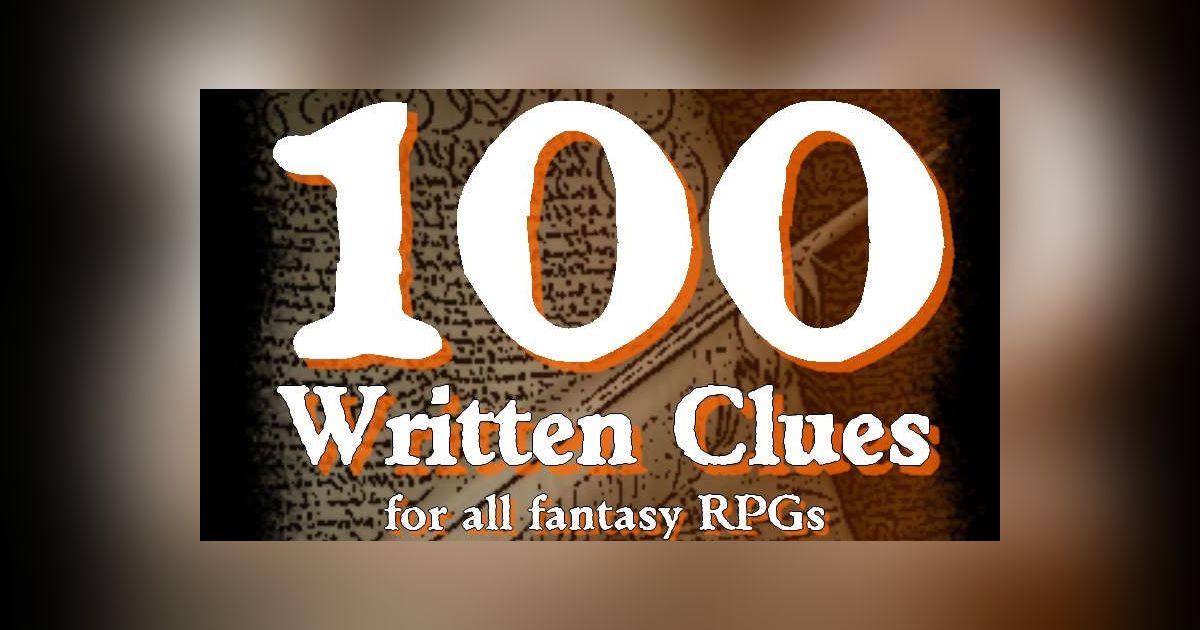 100 Written Clues for all Fantasy RPGs | RPG Item | RPGGeek