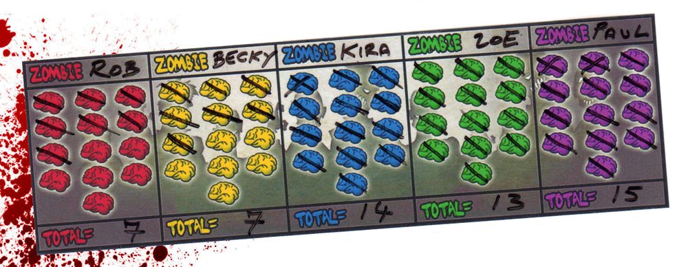 5 Player - Zombie Dice Scoresheets | Zombie Dice