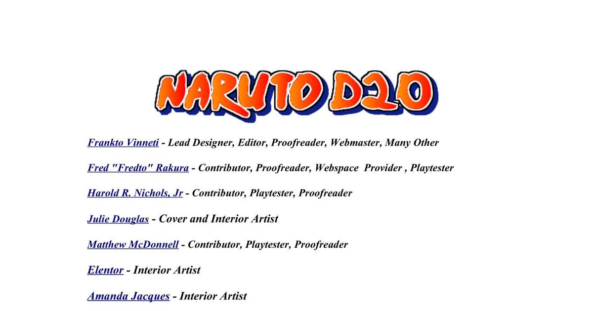 Naruto: D20 Guidebook | RPG Item | RPGGeek
