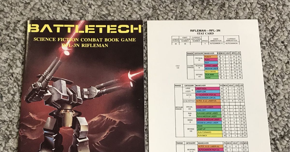BattleTech Science Fiction Combat Book Game: RFL-3N Rifleman | Board ...