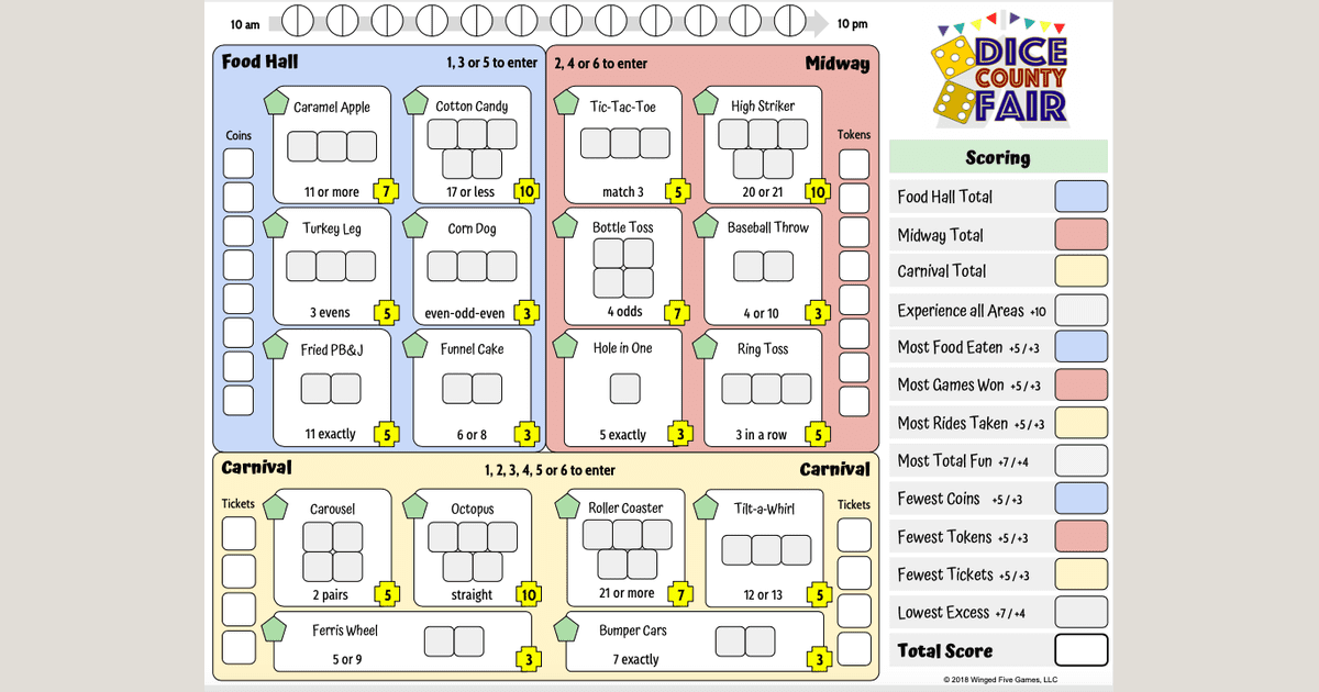 Print and Play: Dice County Fair | Juegos Roll & Write