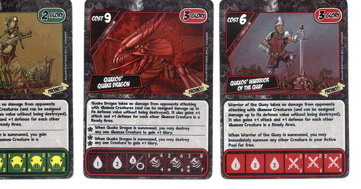 Quarriors! Quaxos Promo Cards | Board Game | BoardGameGeek