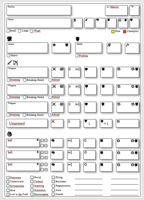 Effective Character Sheet / Effective Enemy Sheet | Dungeon Universalis