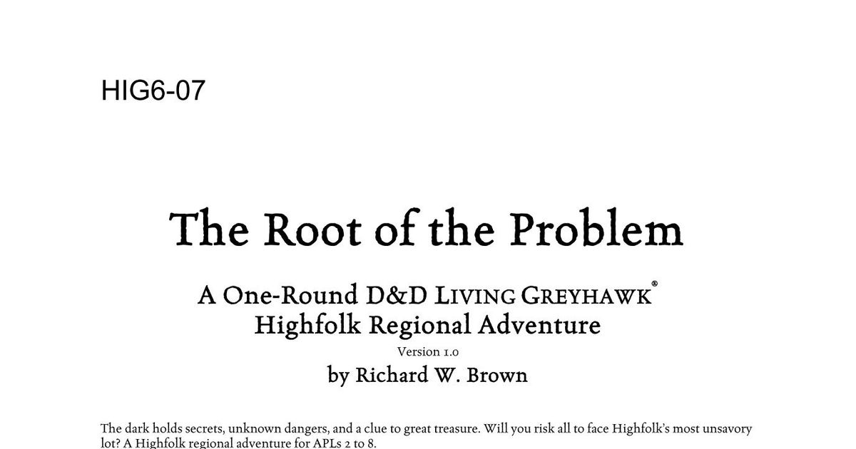 HIG6-07: The Root of the Problem | RPG Item | RPGGeek