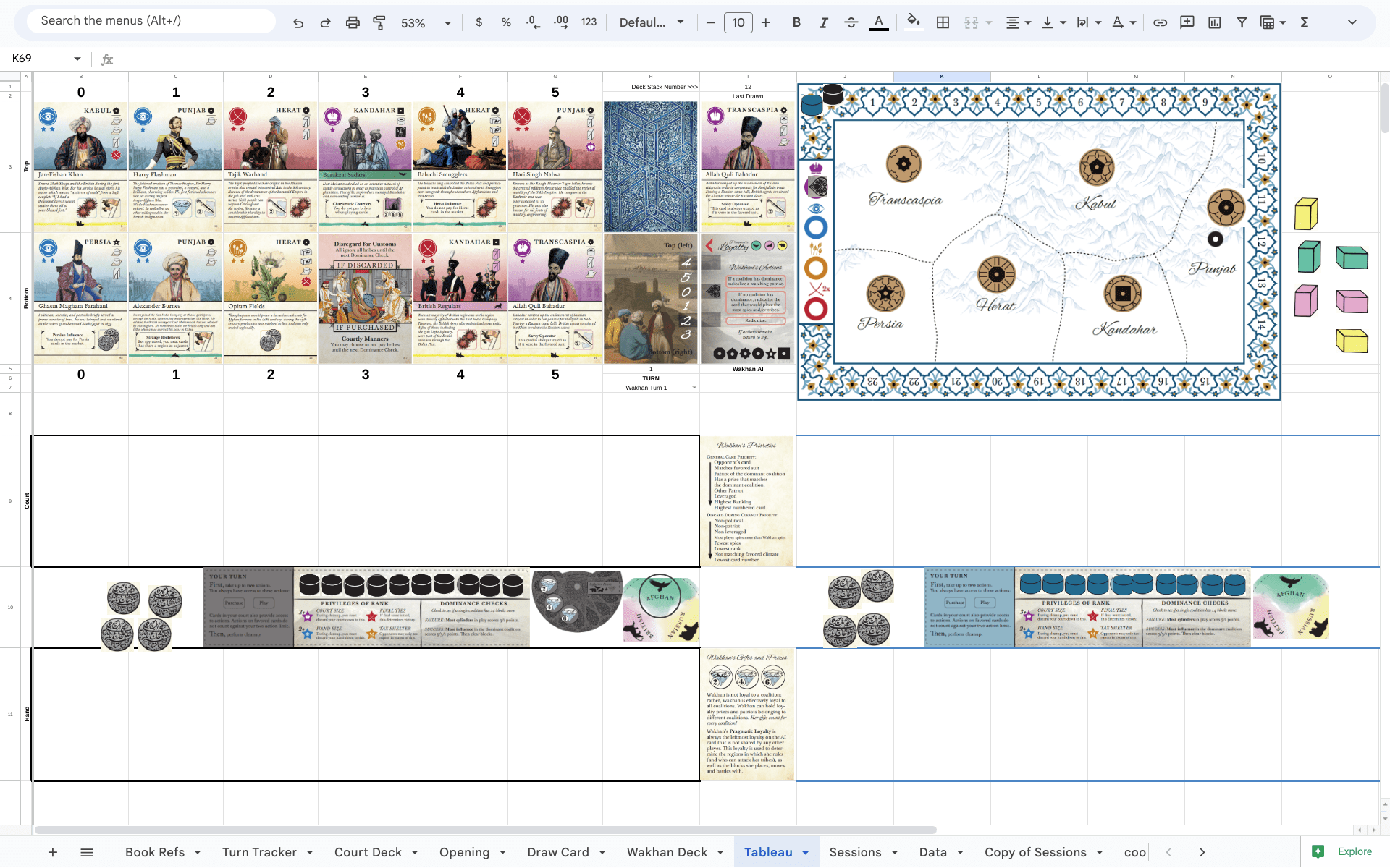 Pete Boteman's Board Game Spreadsheet Builds