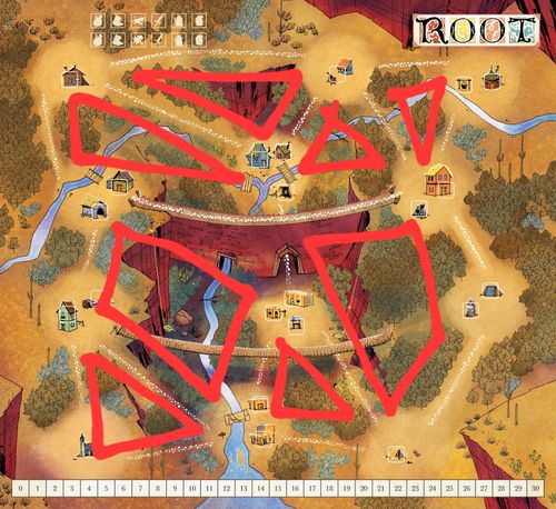 How many forest are there in the Gorge map? | Root: The Homeland Expansion