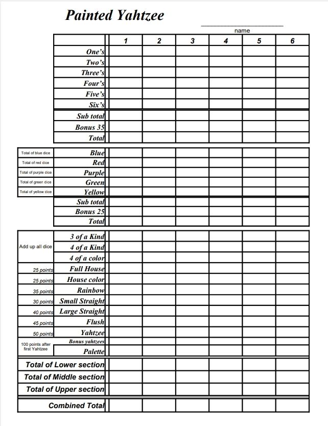 Painted Yahtzee | Yahtzee
