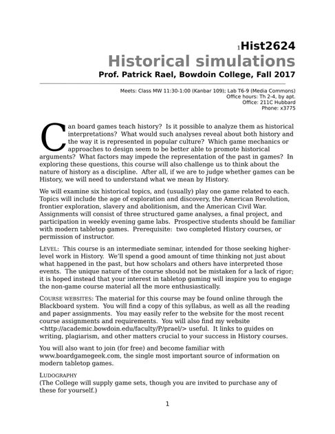 Syllabus (final draft) | Ludica | BoardGameGeek