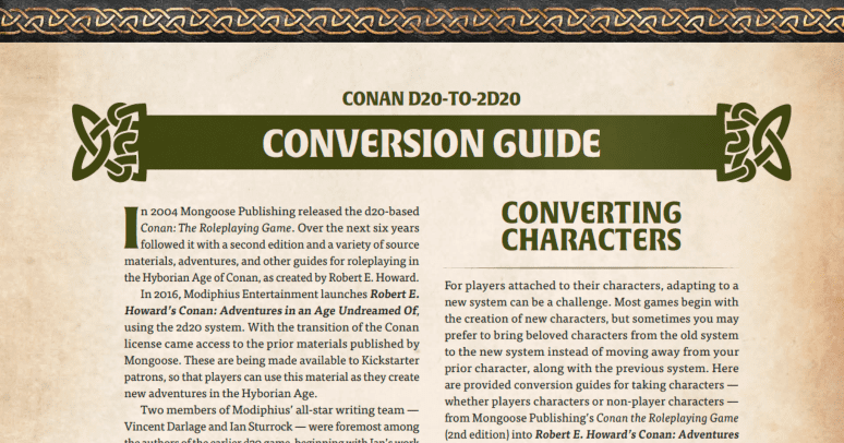 Conan d20-­to-­2d20 Conversion Guide | RPG Item | RPGGeek