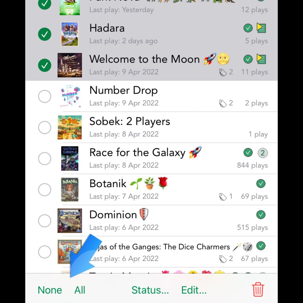 You can Multiple Select Plays and Games – Board Game Stats