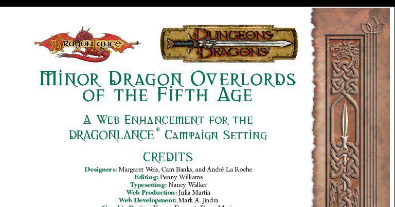 Minor Dragon Overlords of the Fifth Age | RPG Item | RPGGeek