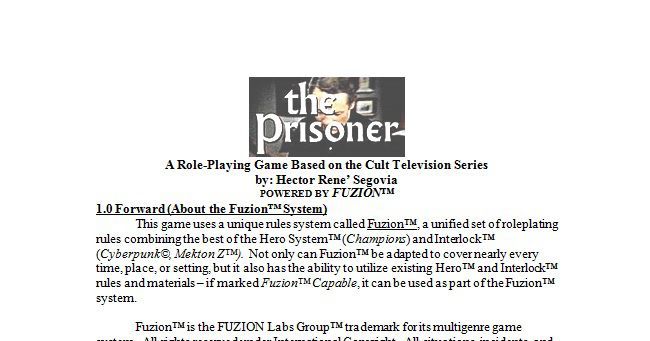 The Prisoner | RPG Item | BoardGameGeek