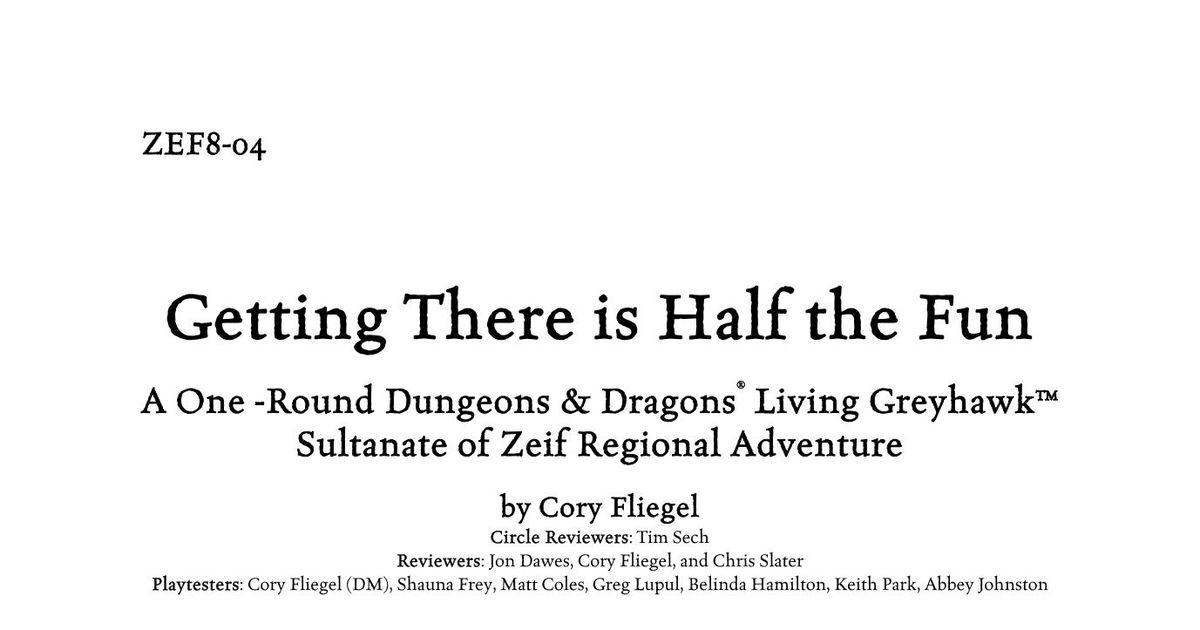 ZEF8-04: Getting There is Half the Fun | RPG Item | RPGGeek