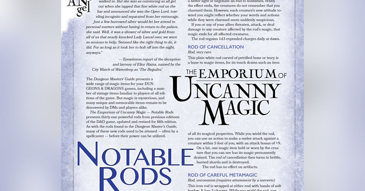 The Emporium of Uncanny Magic - Notable Rods | RPG Item | BoardGameGeek