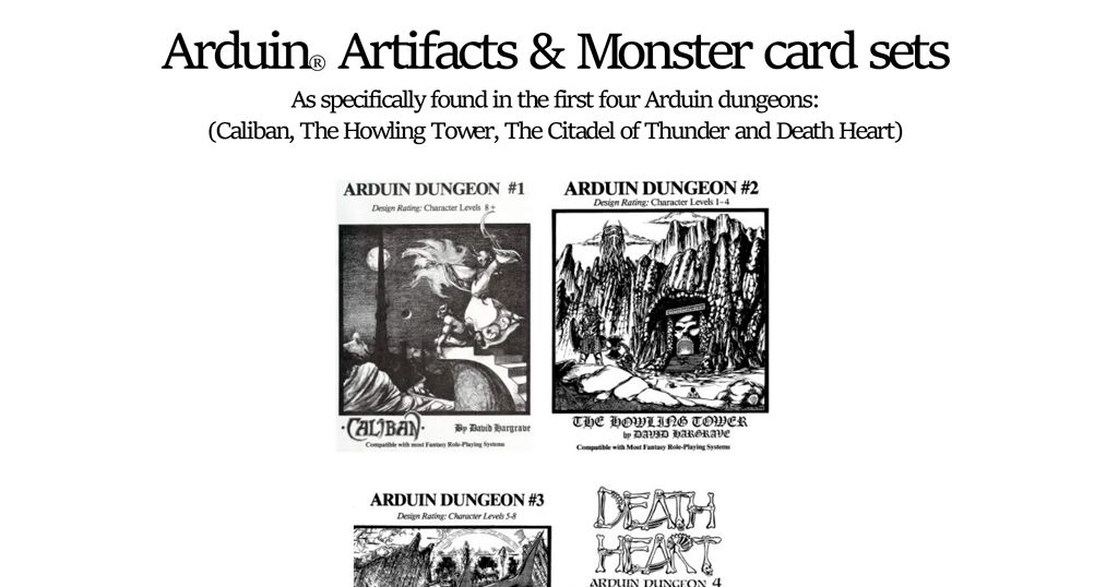 Arduin Artifacts & Monster Card Sets | RPG Item | RPGGeek