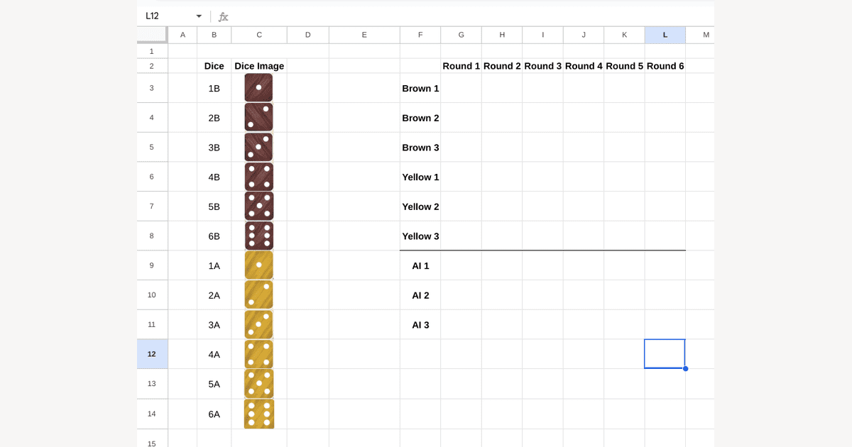 III. Building the Dice engine | DIY Board Game Spreadsheet Build ...