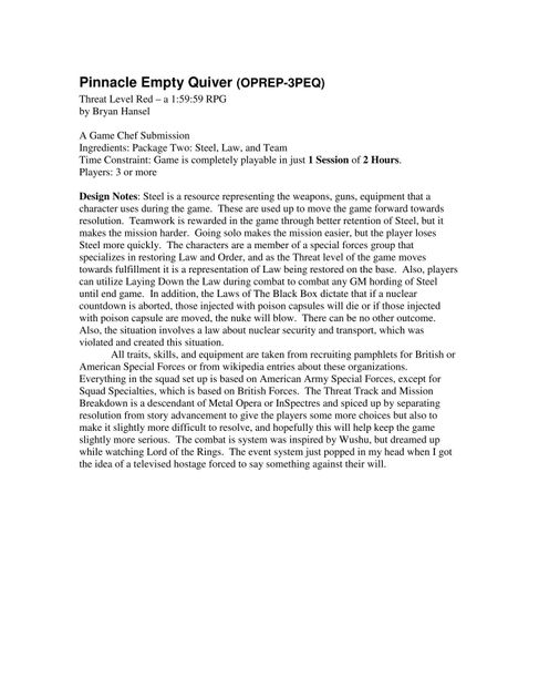 Pinnacle Empty Quiver (Version 1) | RPG Item | RPGGeek