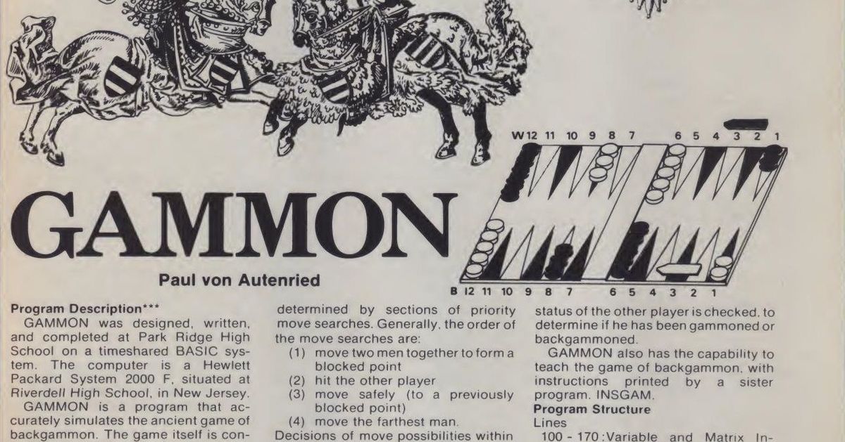 Gammon (1978) | Video Game | BoardGameGeek