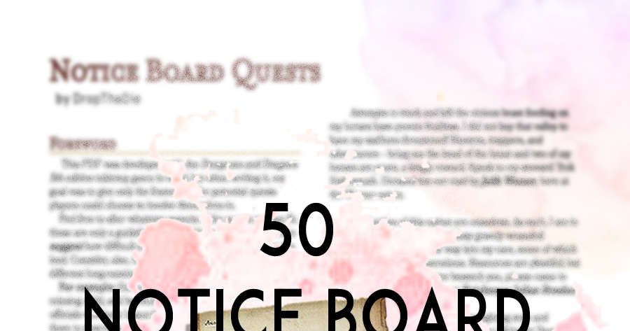 50 Notice Board Quests | RPG Item | RPGGeek