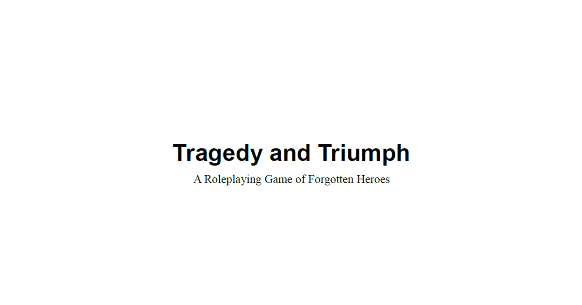 Tragedy and Triumph | RPG Item | BoardGameGeek